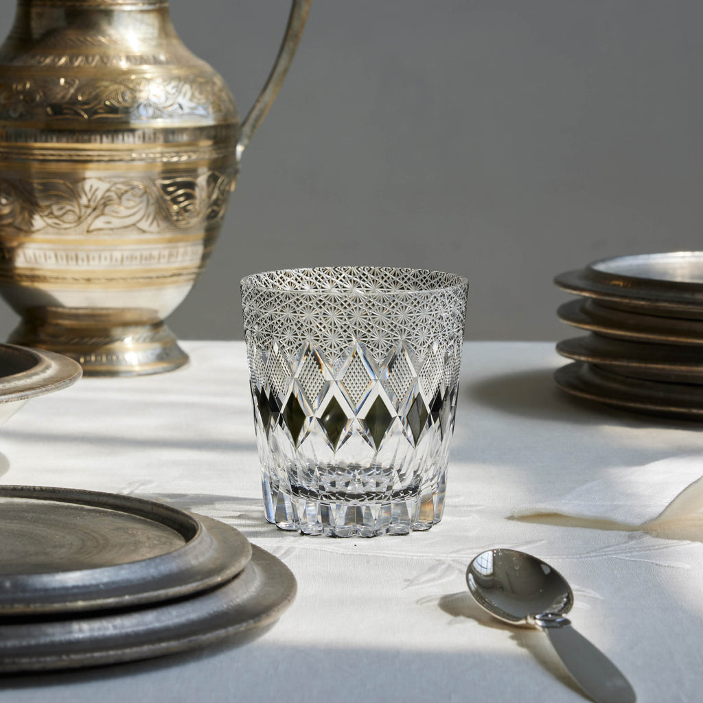 Crystal Rocks Glass with Cut-Glass Design | Whiskey & Bourbon Glasses ...