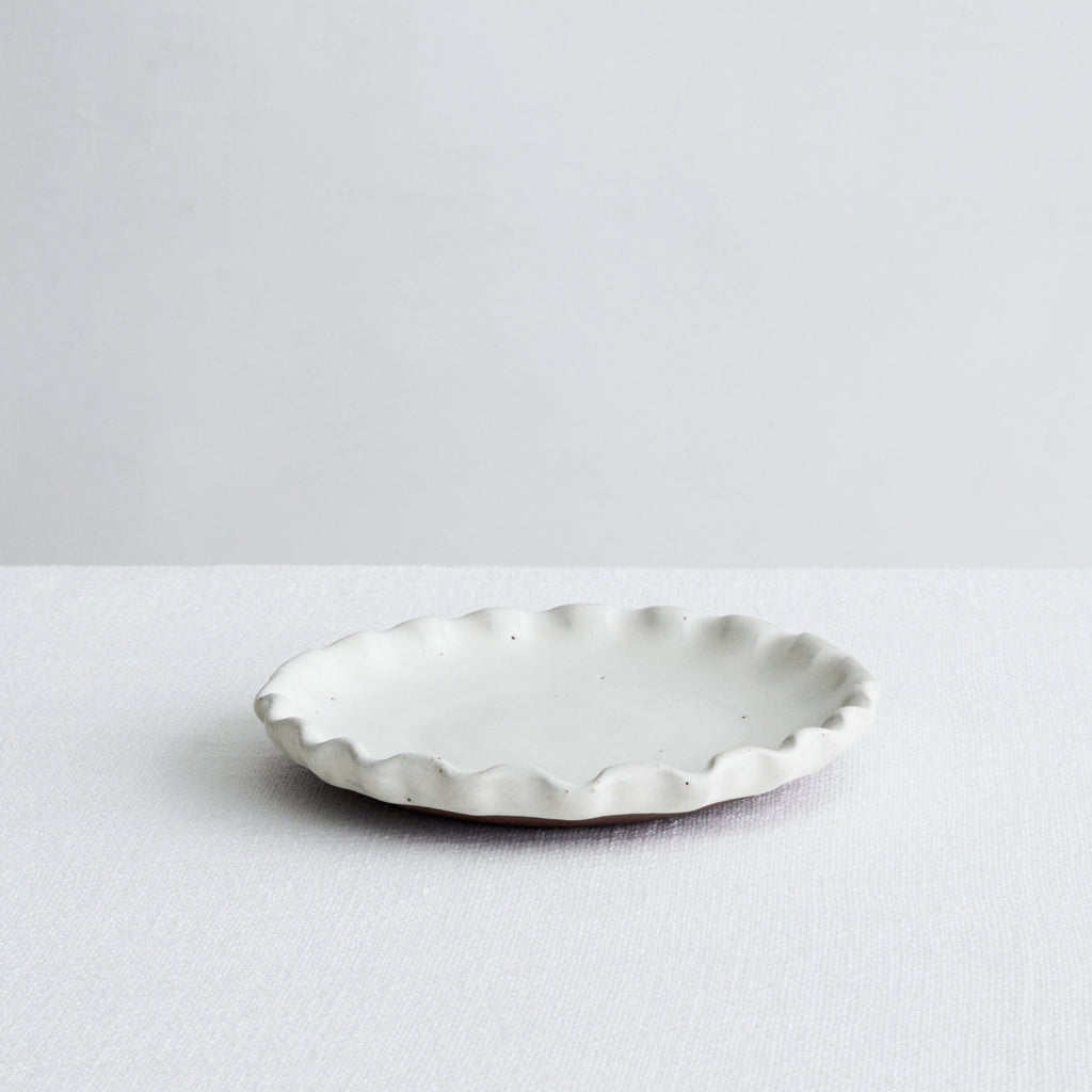 Ceramic Bread Plate with Scalloped Edge & Unglazed Bottom | Bread ...